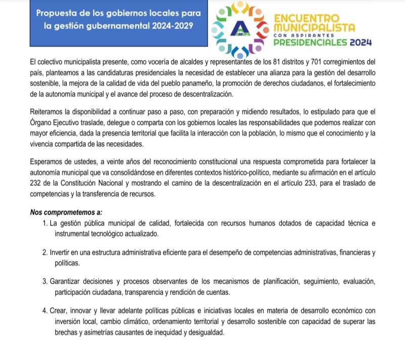 Propuesta de los gobiernos locales para la gestión gubernamental 2024 ...
